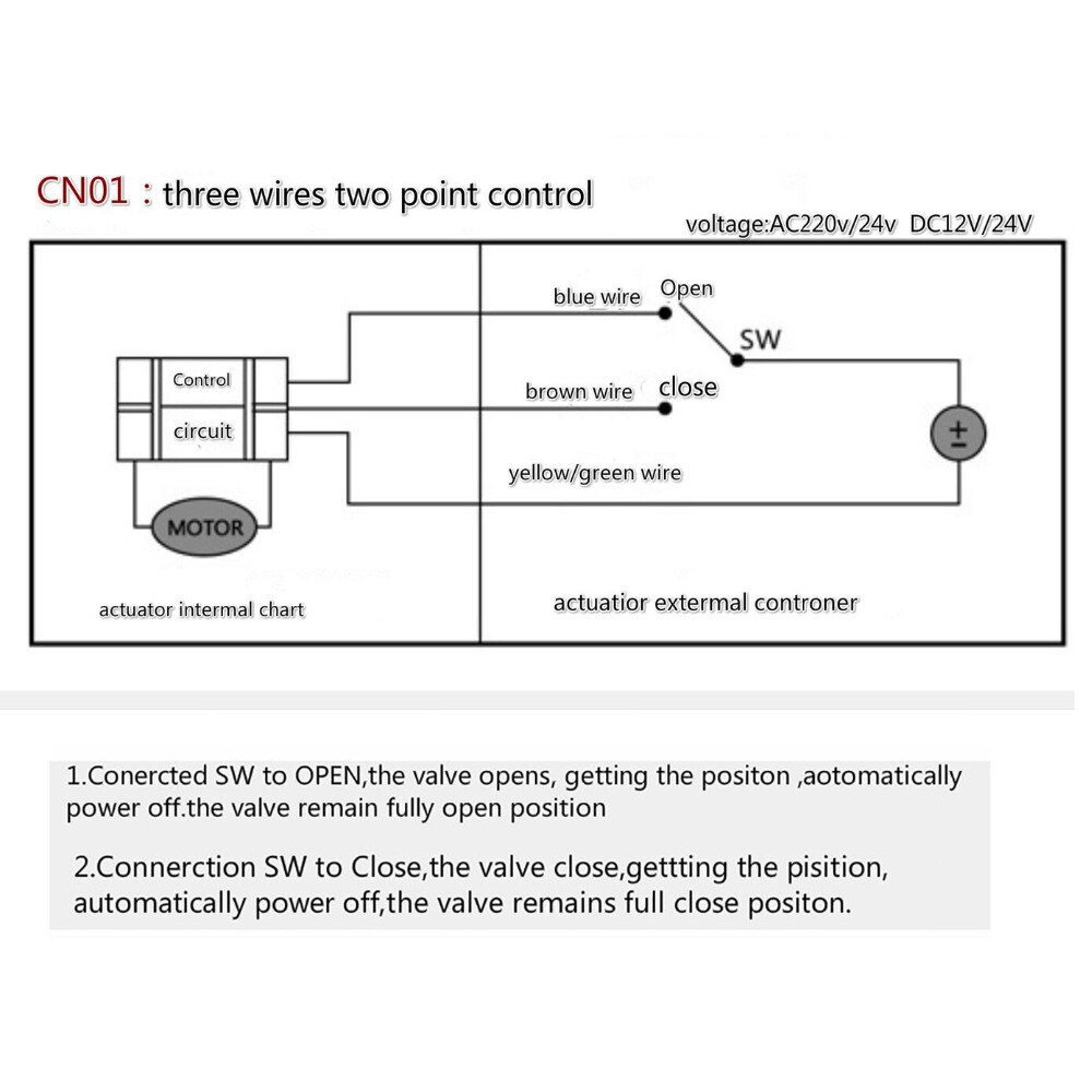 Three-wire two-way control electric ball valve act... – Grandado