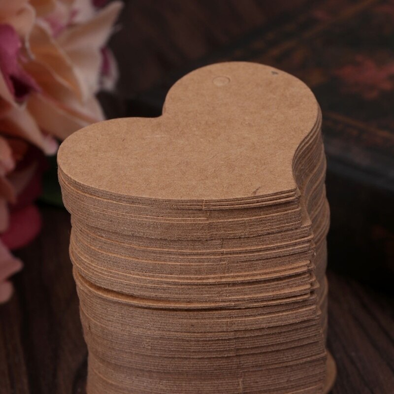 100Pcs Heart Shape Blank Kraft Paper Card Tag Labe... – Grandado