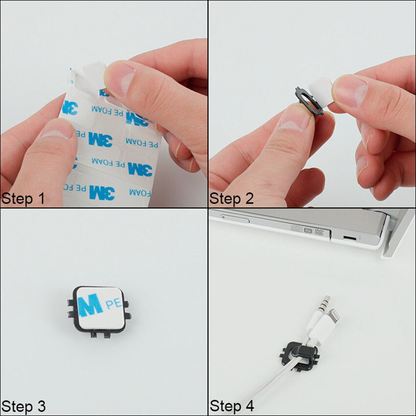 18 pcs Cable Cord Wire Line Desk Wall Organizer Clips Data Lines ...