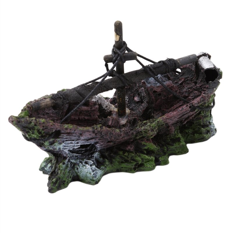 Small Landscaped Aquarium Pirate Fish Tank Boat Ar... – Grandado