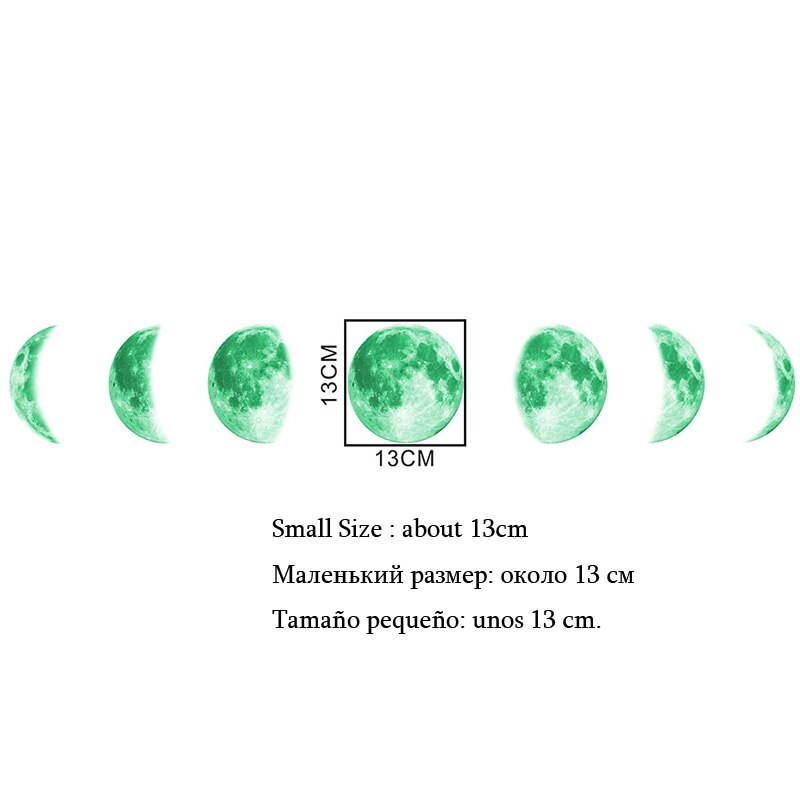 30cm Moon phase 3D Luminous Wall Sticker living ro... – Grandado