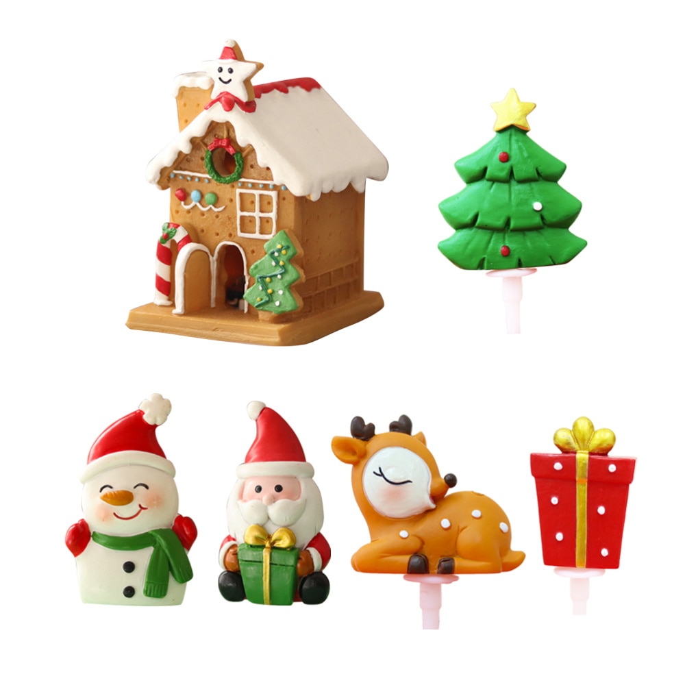 6 Pcs Christmas Cake Toppers Resin Illuminate Cake... – Vicedeal