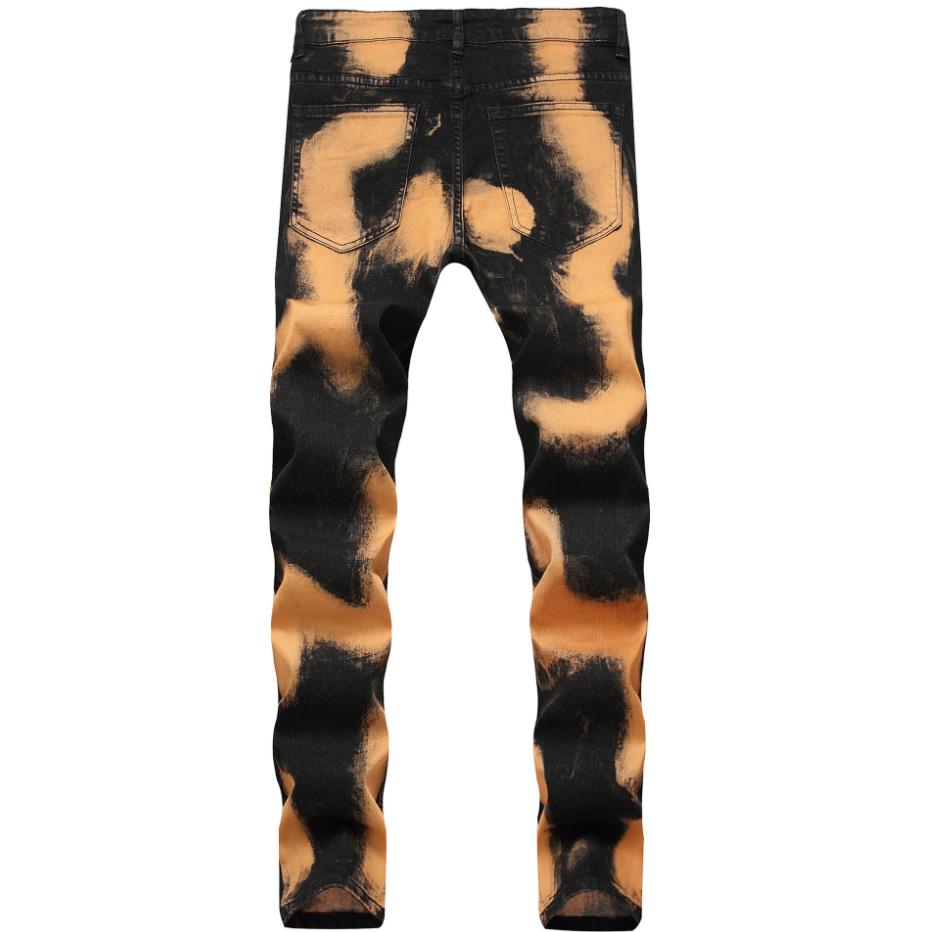 Men's Yellow Black Colorful Print Straight Jeans M... – Grandado