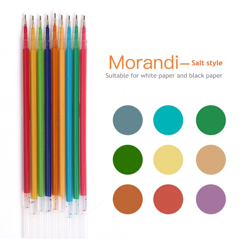 9Pcs/set Morandi Color Gel Pen 0.5mm Refills Rod K... – Grandado