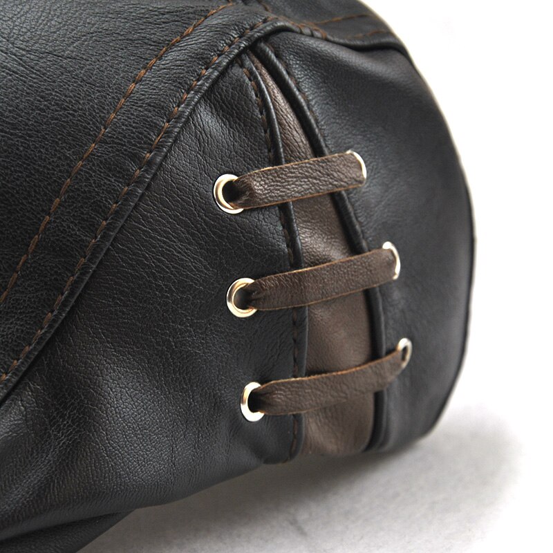 JAMONT PU Leather Caps Windproof Man Beret Bandage... – Grandado