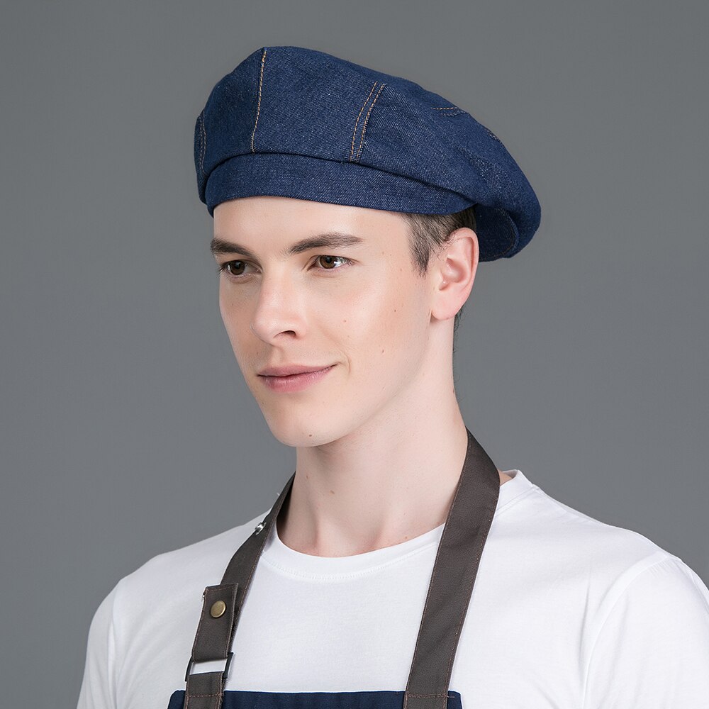 Chef Cap Denim Hat Men Women Restaurant Food Servi... – Grandado