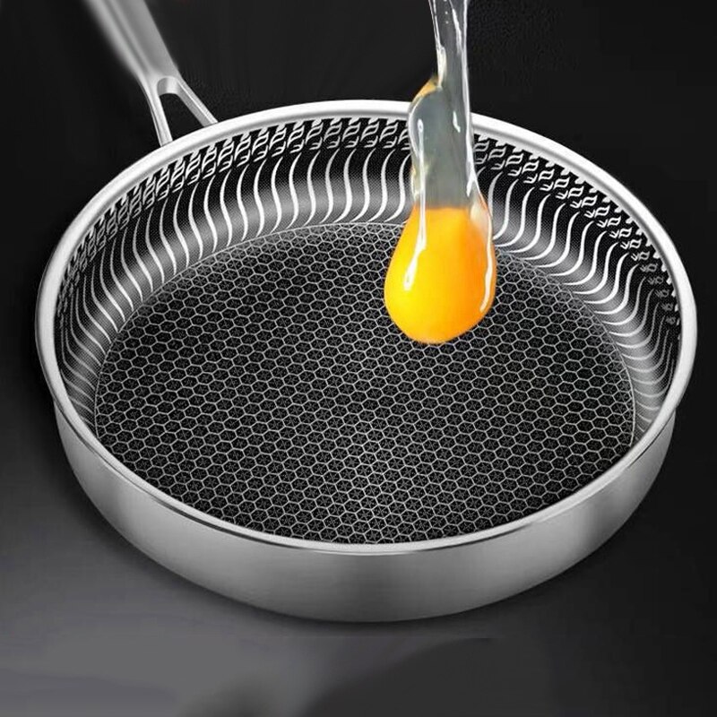 304 Stainless Steel Frying Pan Uncoated Non-Stick ... – Vicedeal