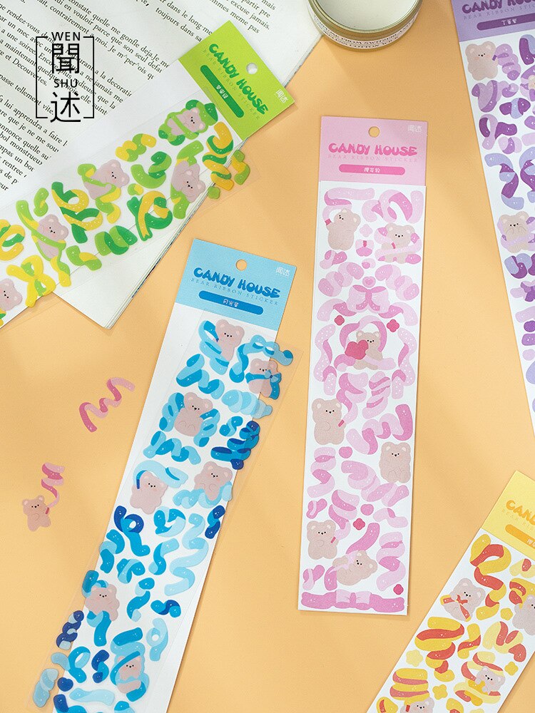 Kleurrijke lint beer stickers zelfklevende scrapbo... – Grandado