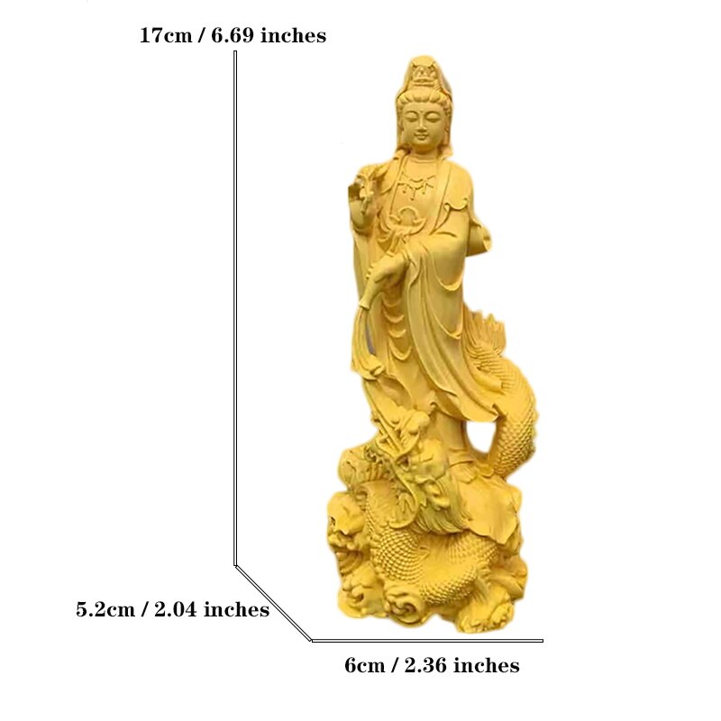Solid wood Dripping dragon Guanyin statue Modern a... – Grandado
