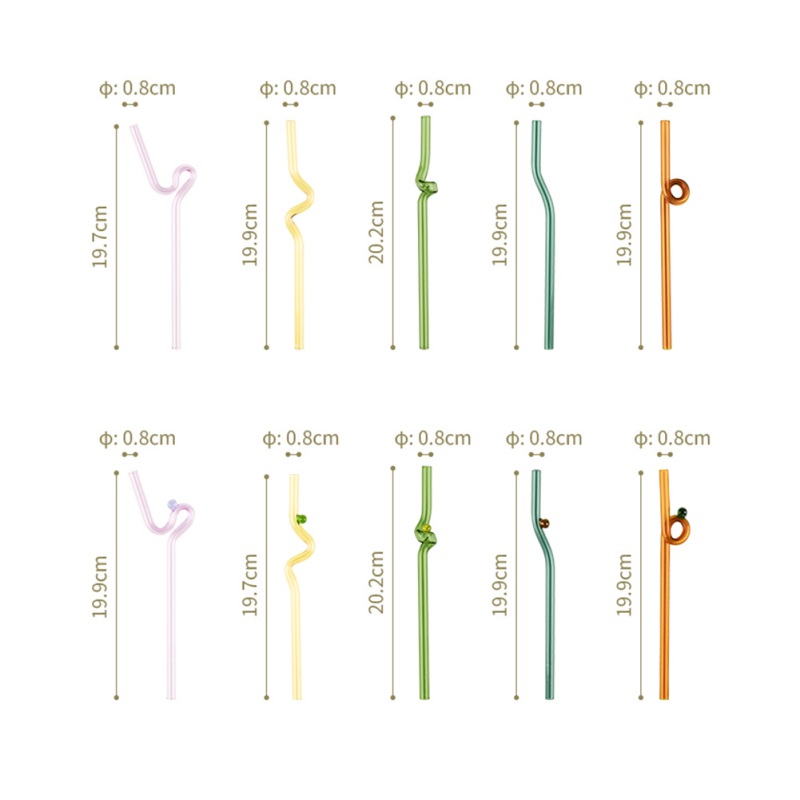Curved Bent Glass Drinking Straws Heat-resistant G... – Grandado