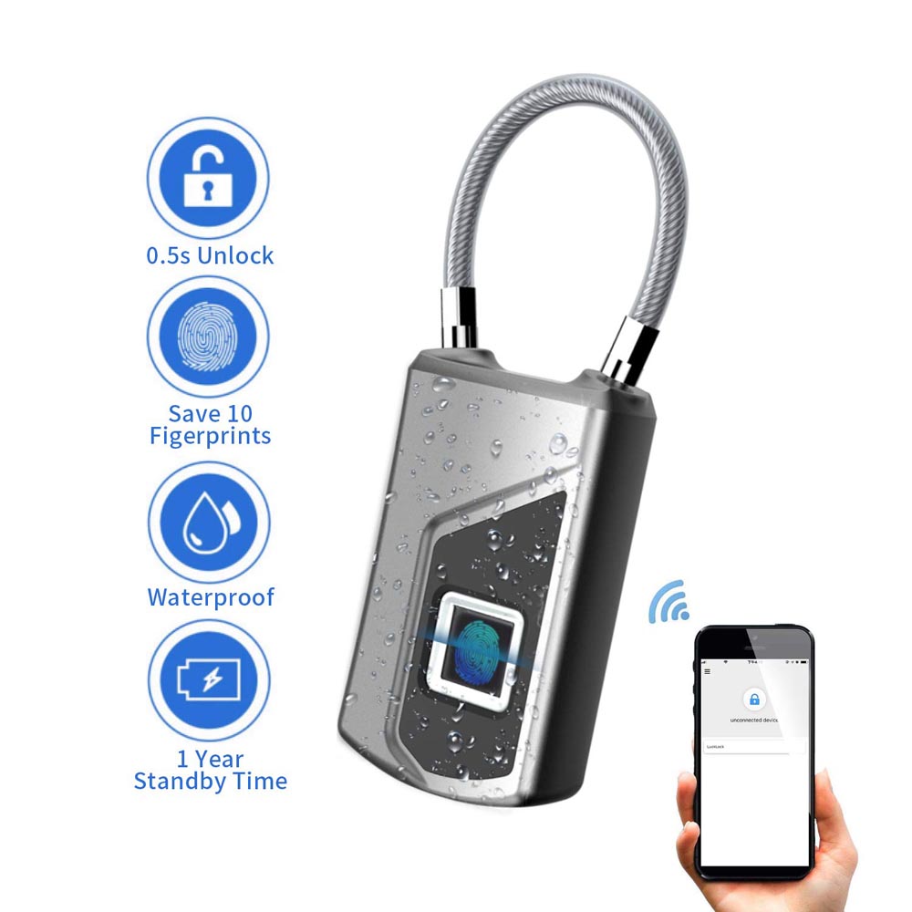 Bluetooth Fingerprint Padlock Smart Gym Locker Bio... – Grandado