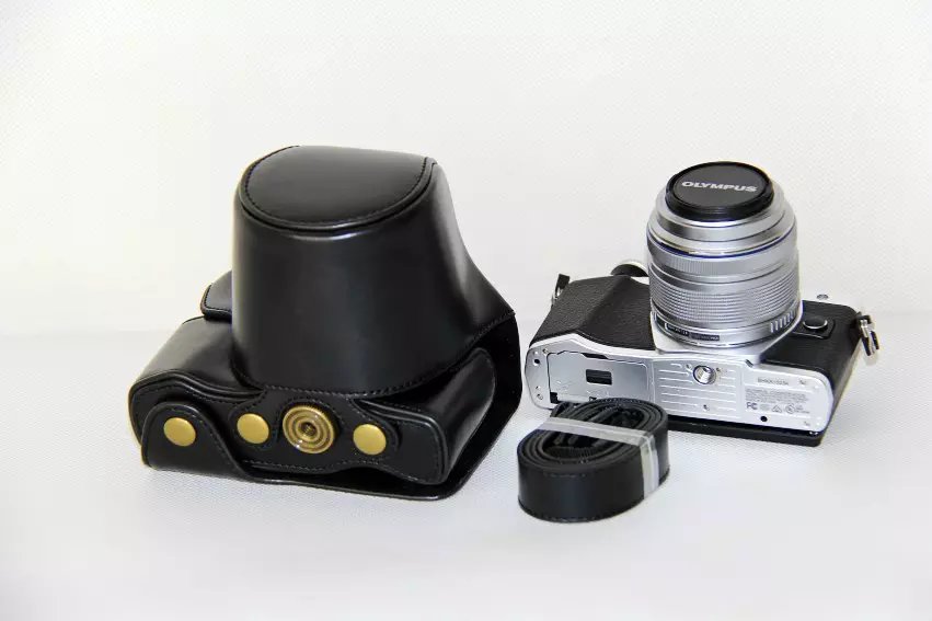 Estojo rígido de couro preto para câmera olympus e... – Vicedeal