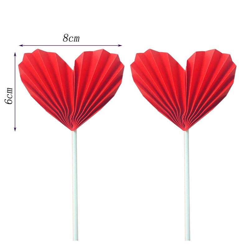 2pcs Red Folded Heart Cake Topper Valentine's ... – Grandado