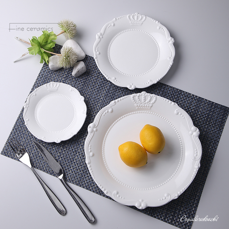 3pcs Set, 6+8+10inch, White Embossed Porcelain Chr... – Grandado 3pcs Set, 6+8+10inch, White Embossed Porcelain Chr... – Grandado