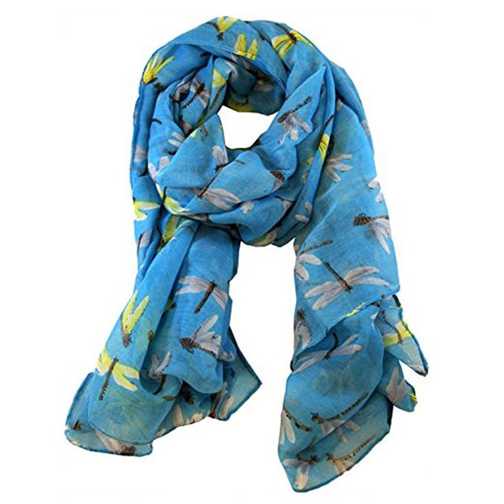 Scarves For Women Gold Foil Dragonfly Print Women'... – Vicedeal