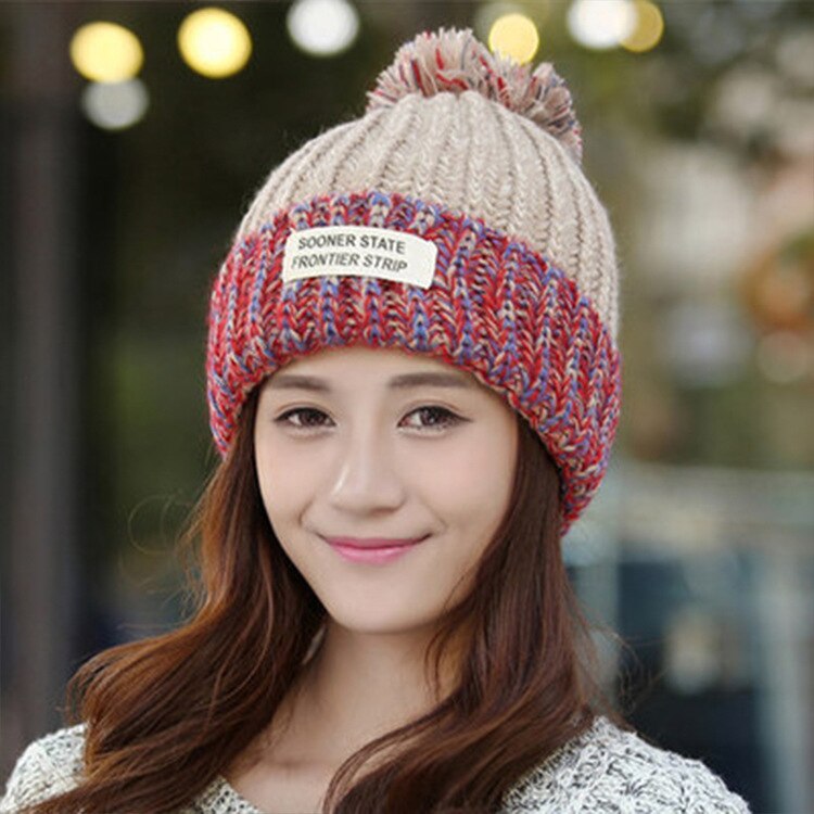 Women Knitted Hat Female Winter Wool Beanies Thick... – Vicedeal