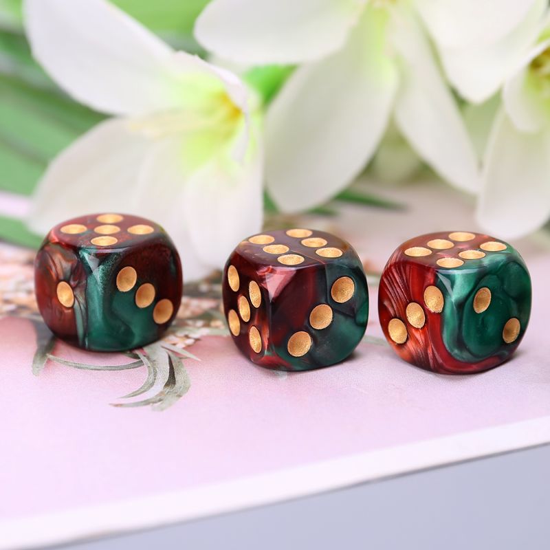 10 Pcs 16mm Resin Dice D6 Red Green Dice Round Edg... – Grandado