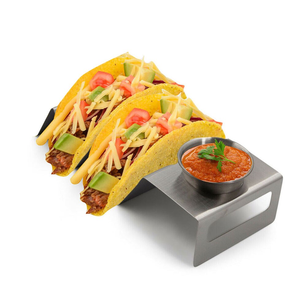 Stainless Steel Taco Holder With Sauce Cup Dishwas... – Vicedeal