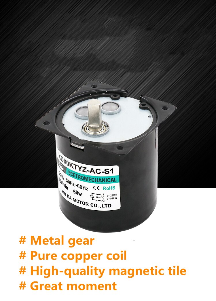 80KTYZ AC motor 220V 5rpm -110rpm motor micro slow... – Grandado