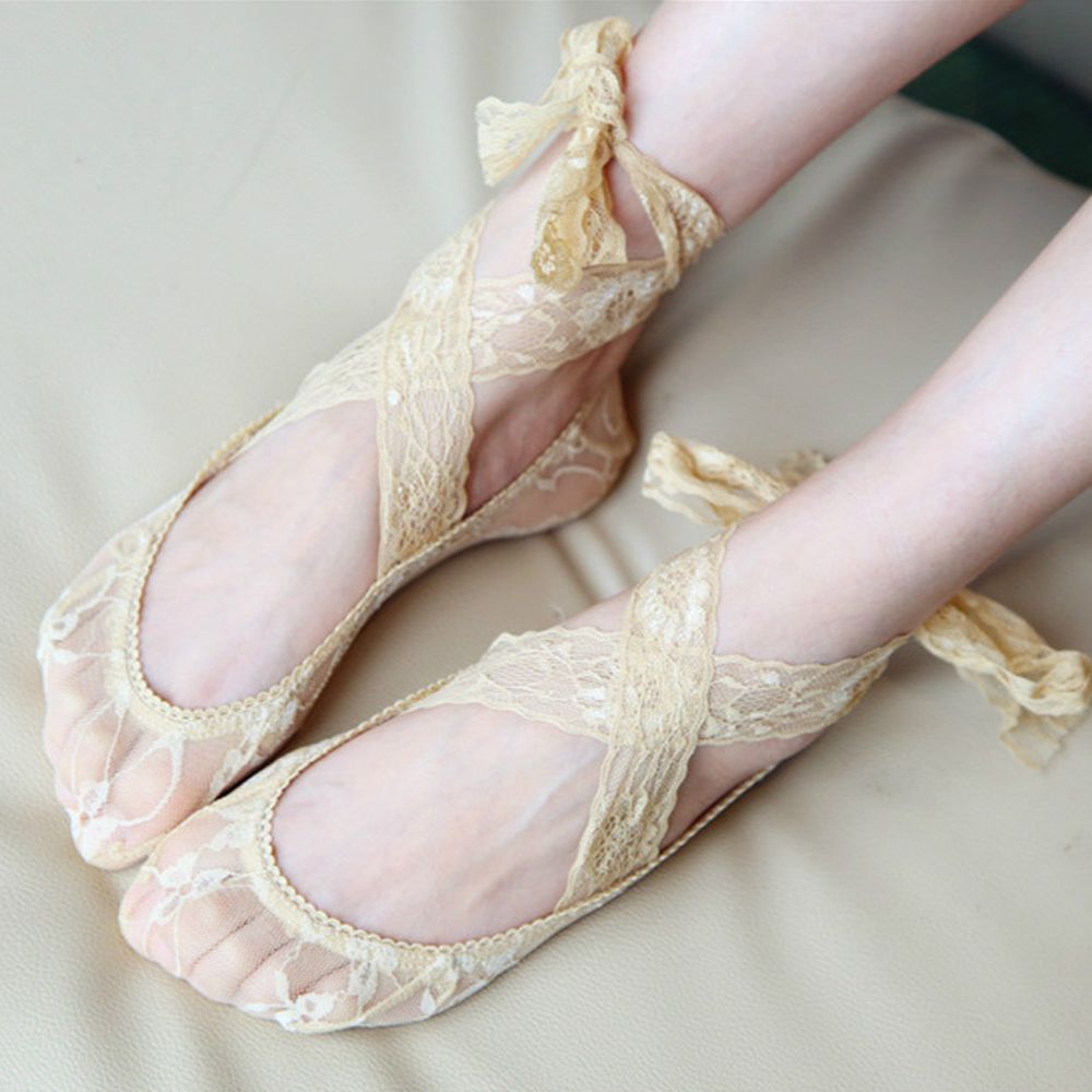 Girls Lace Antiskid Invisible Socks with Belt Hara... – Grandado