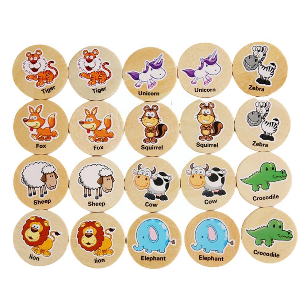 Matching Puzzle Games Kids Wooden Toys Animal Frui... – Vicedeal