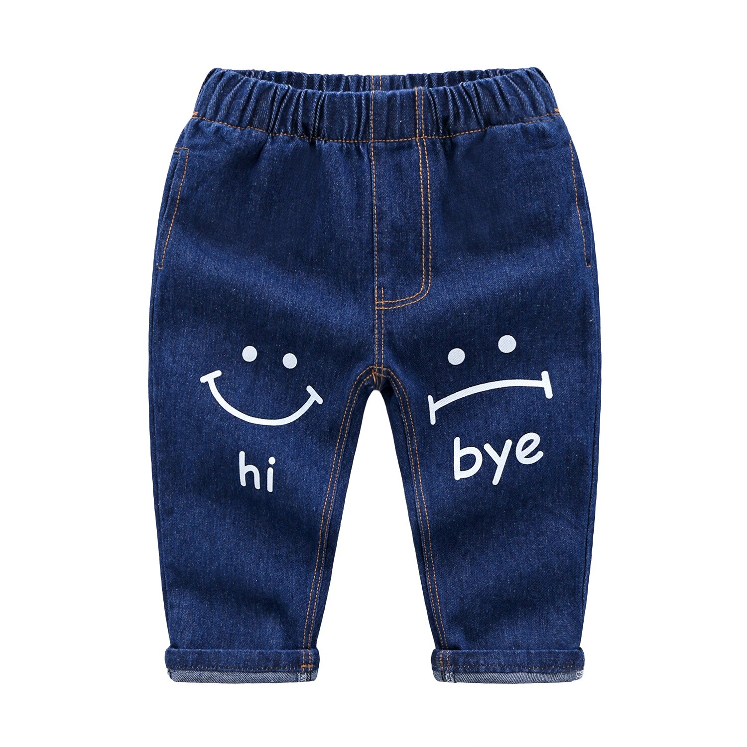 Girl Smiley Pattern Jeans Korean Children’s Croppe... – Vicedeal