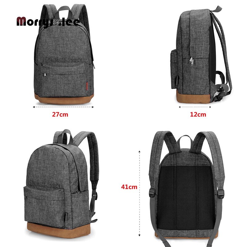 Men Male Canvas Backpack Gray Casual Rucksacks 15i... – Grandado