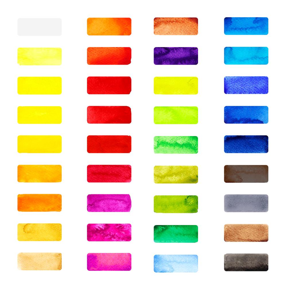 36 Colors Solid Pigment Watercolor Paint Set with ... – Grandado