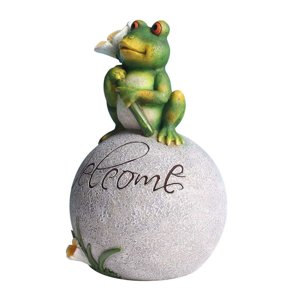9.5 inch Cute Frog standing on the stone For Garde... – Grandado
