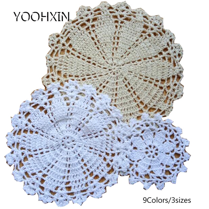 Spets bomullsbord bordsunderlägg tyg virkat rund b... – Grandado