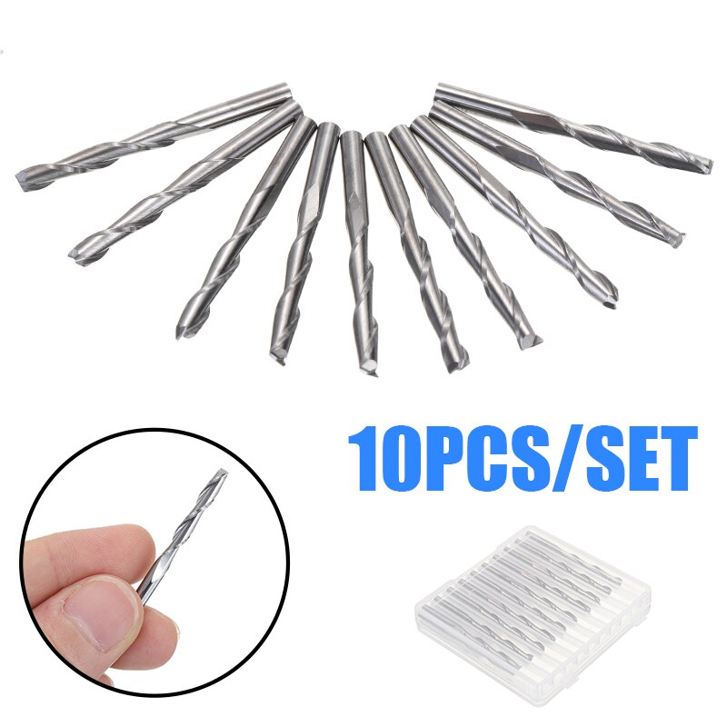 10pcs 2 Fluiten End Mill Set 3.175mm Diameter CNC ... – Vicedeal