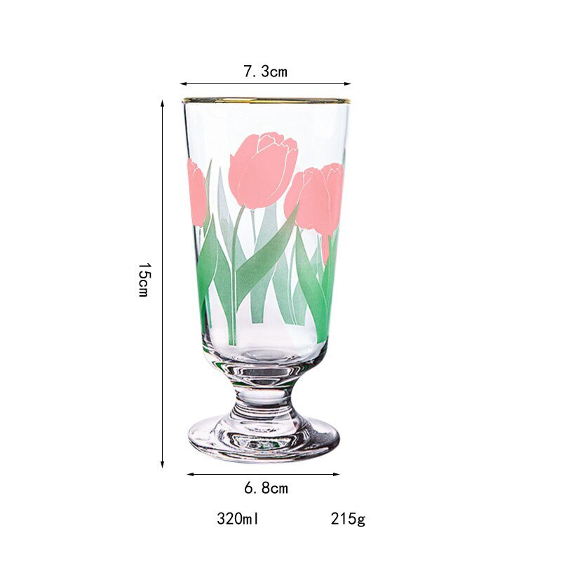 Transparent Tulip Print Glass Cup Little Daisy Bee... – Grandado