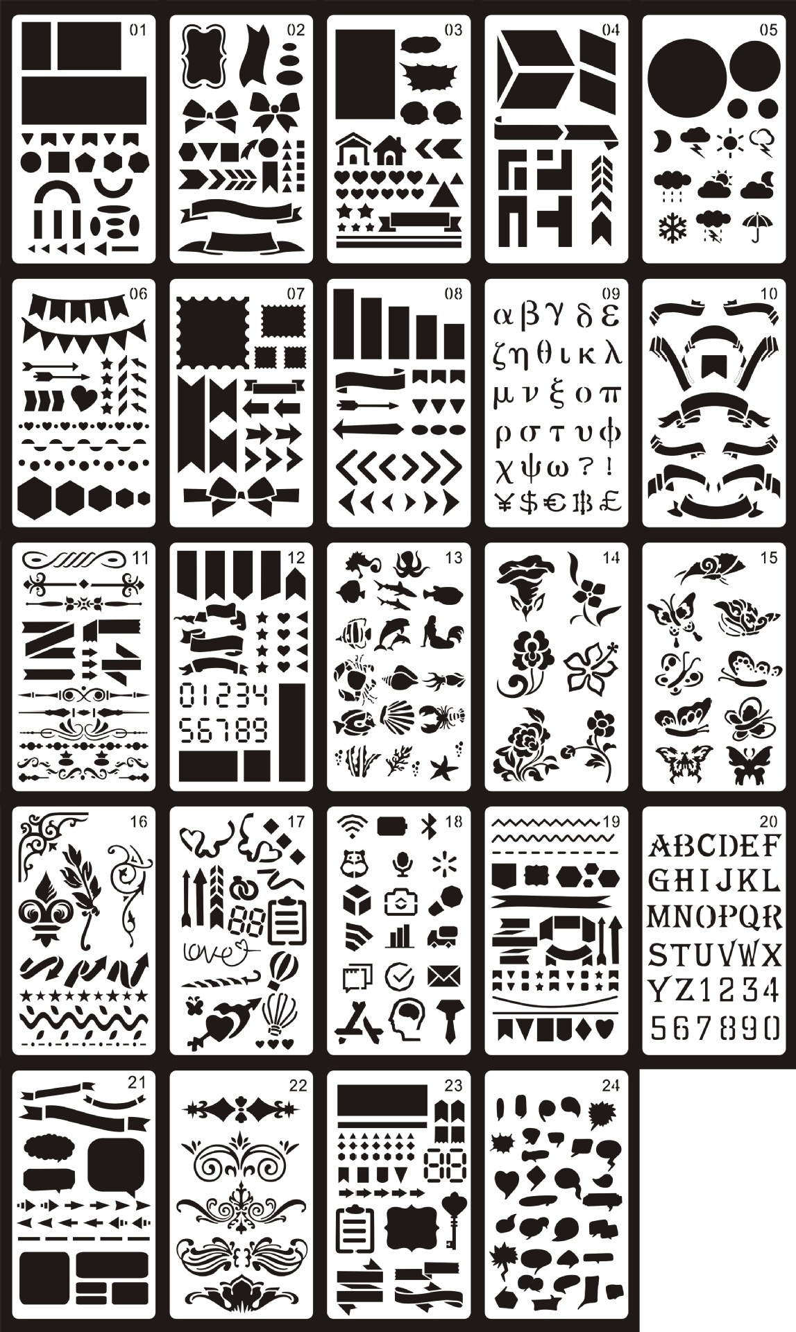 Owlho 24Pcs A6 Bullet Journal Stencil Set Plastic ... – Vicedeal