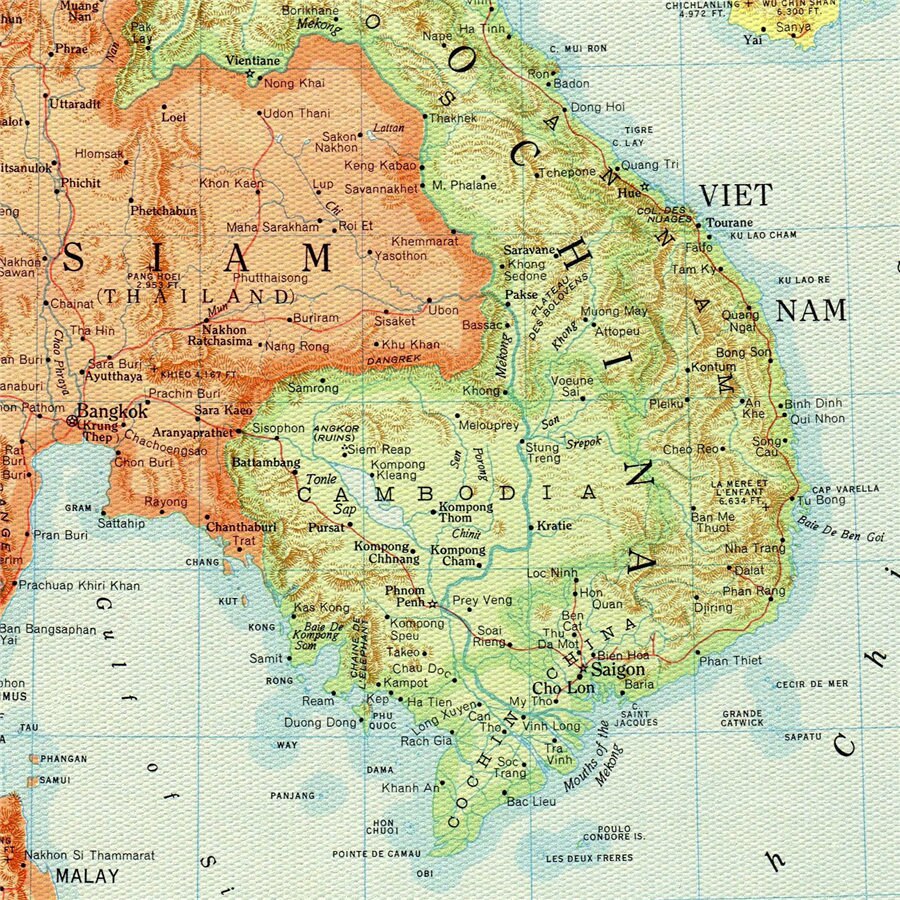 1902 Vintage Map of THAILAND Burma Map Indochina R... – Grandado