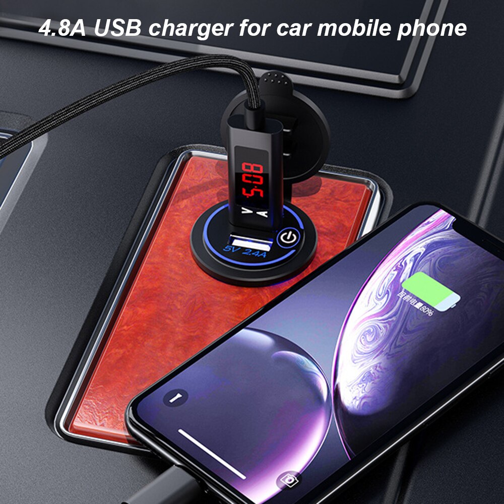1Pcs 4.8A 12V/24V Dual Usb Led Car Charger Met Tou... – Vicedeal