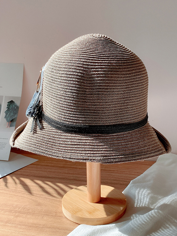 Eenvoudige Gekruld Dunne Boog Strooien Hoed Mode W... – Grandado