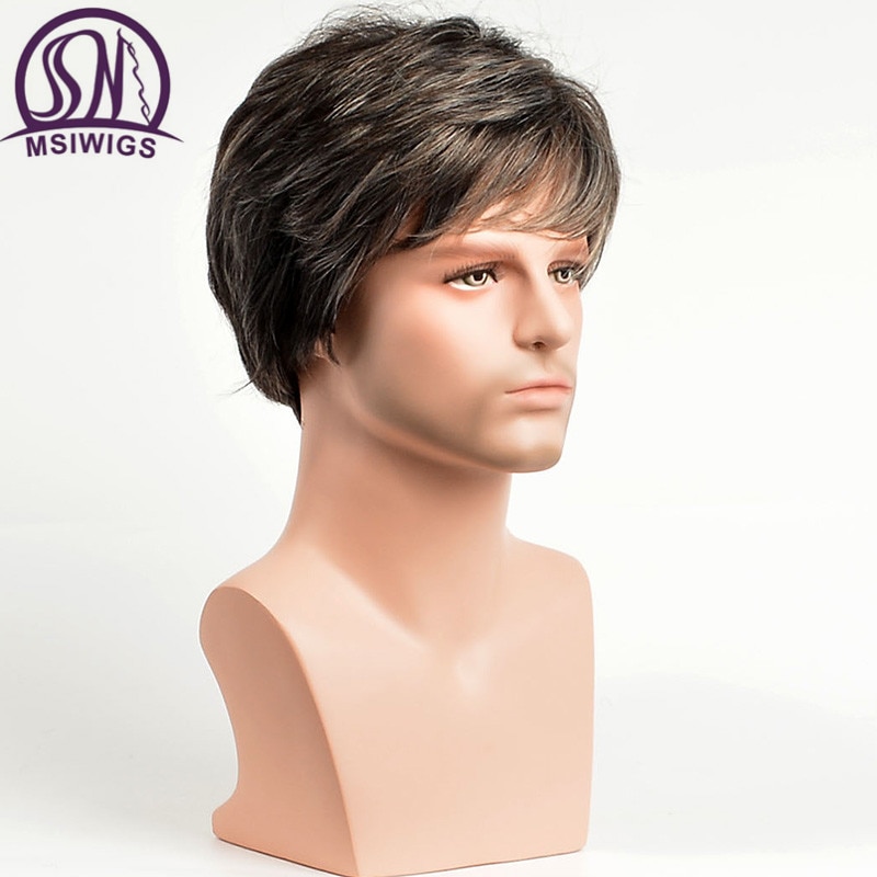MSIWIGS Straight Korte Synthetische Mannen Pruiken... – Vicedeal