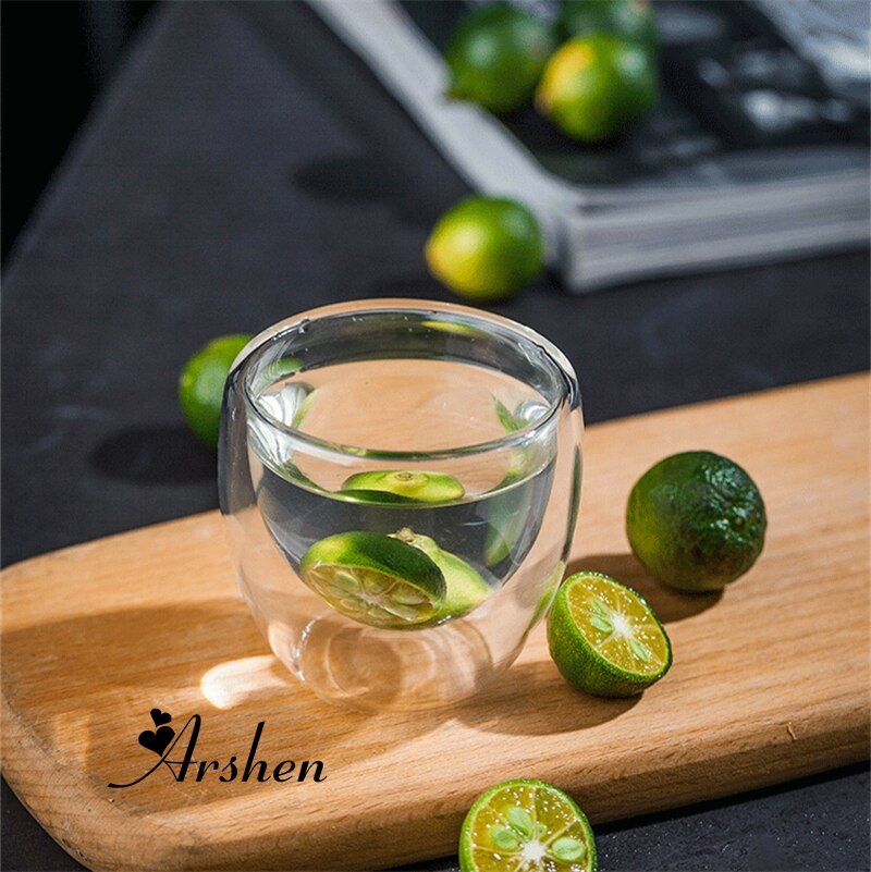 Arshen 80/250/350/450/650 ml dubbelvägg glas klar ... – Grandado
