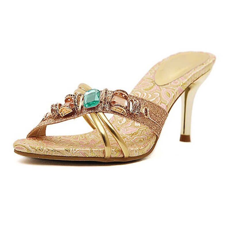 Golden Heels Women High Heels Sandals Summer Shoes... – Grandado
