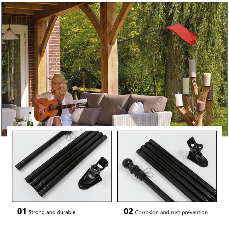 1 Set Flag Pole with Bracket Outdoor Spinning Flag... – Grandado