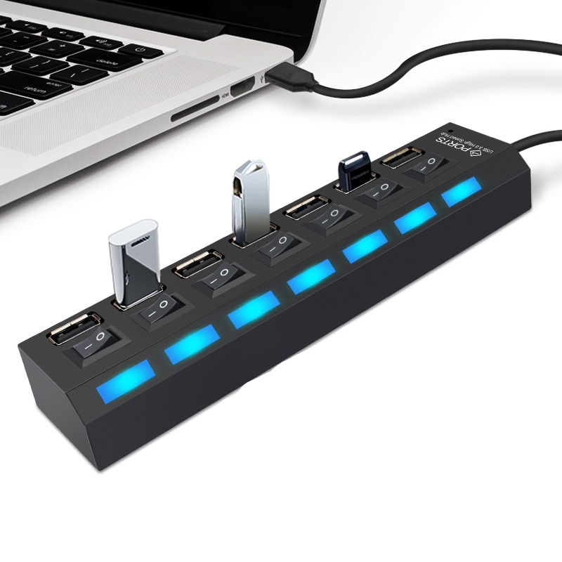 Universal USB HUB 7 Port USB 3.0 Splitter Cable Ad... – Vicedeal