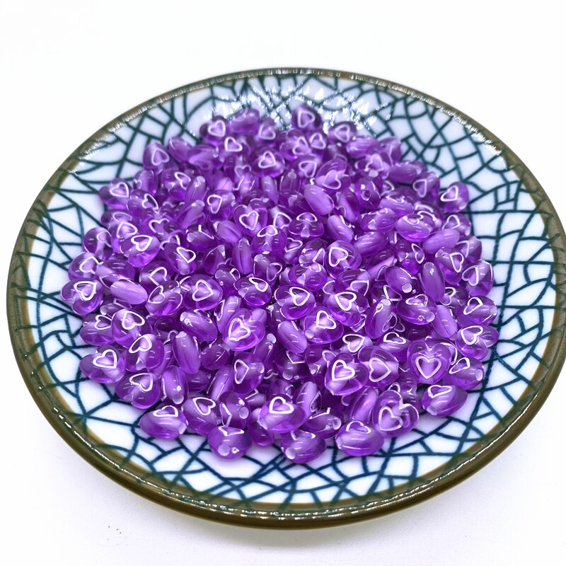 100 Stks/partij 6Mm Paars Hartvormige Acryl Transp... – Vicedeal