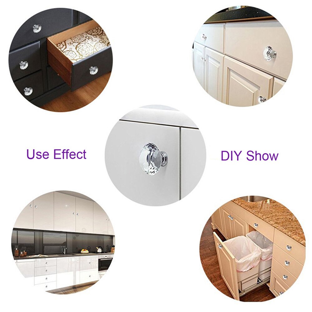 30mm Diamond Shape Crystal Glass Knobs Cupboard Dr... – Grandado