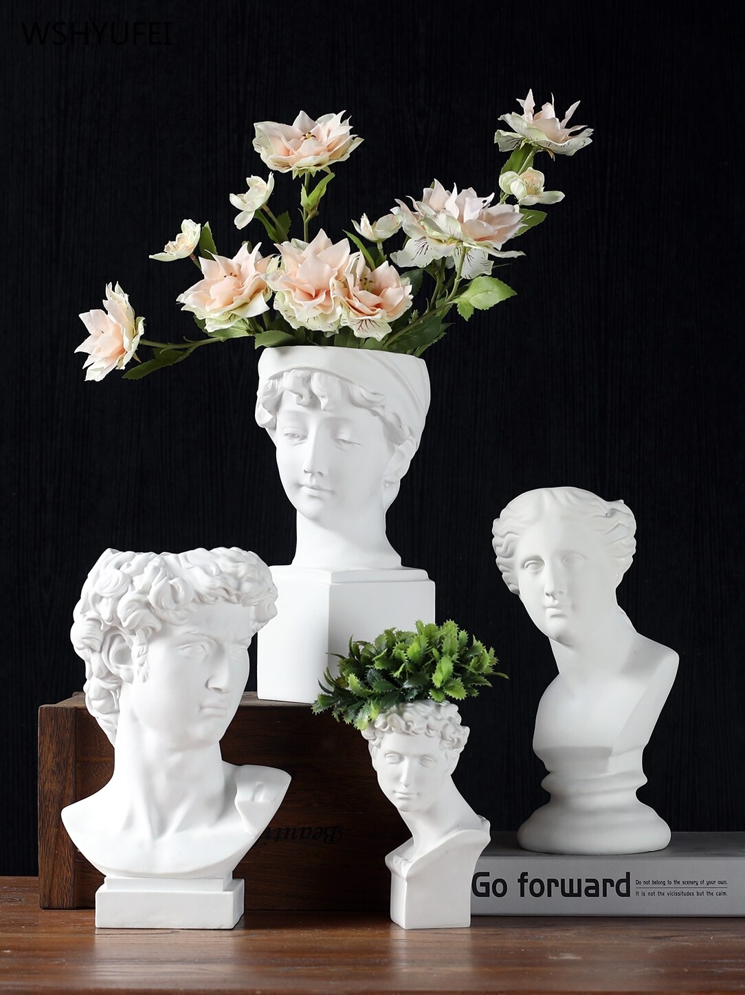 Ancient Greek White Resin Flowerpot Portrait Decor... – Vicedeal