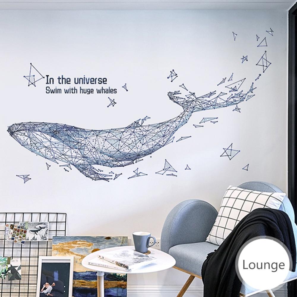 whale 3D starry sky fish wall decal furniture livi... – Grandado