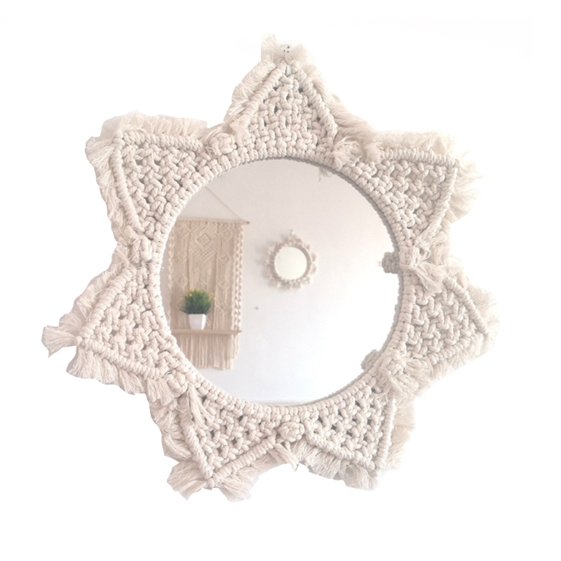Round Cotton Rope Braided Tassel Mirror Wall Frame... – Grandado