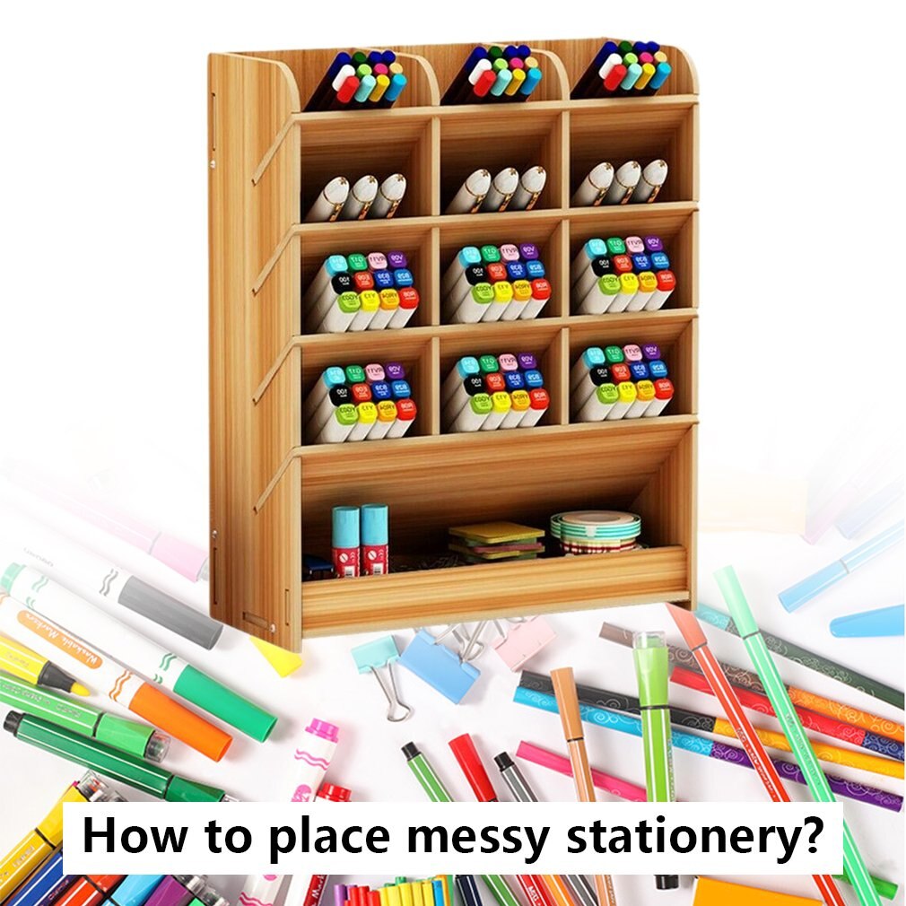 Office Desk Wooden Organizer Simple Multi-Divided ... – Vicedeal