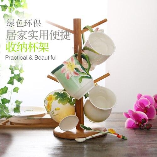 Flower water wood zk Japanese tree-shaped cup hold... – Grandado