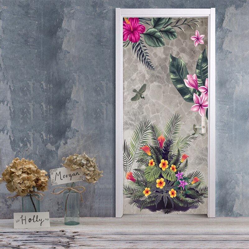 3D Wall Door Sticker Modern Art Green Watercolor P... – Grandado