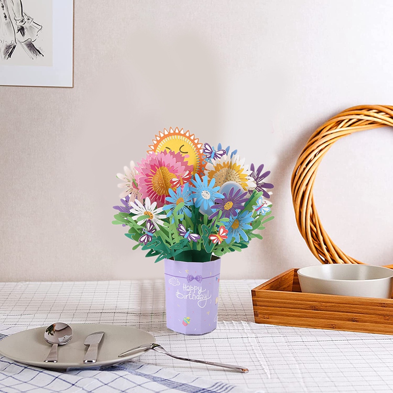 Sunflower -Up Flower Bouquet,3D Paper Flower Card ... – Grandado